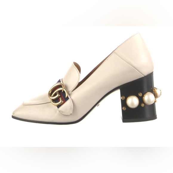 Gucci | Shoes | Gucci Payton Ivory White Gg Logo Faux Pearls Shoes ...